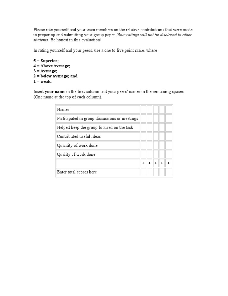 Peer Evaluation | PDF