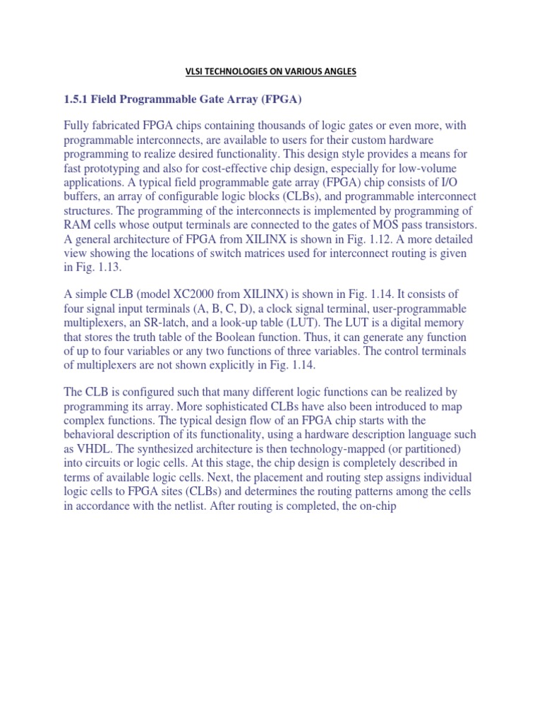 Vlsi Technologies On Various Angles | PDF | Field Programmable Gate Array | Integrated Circuit