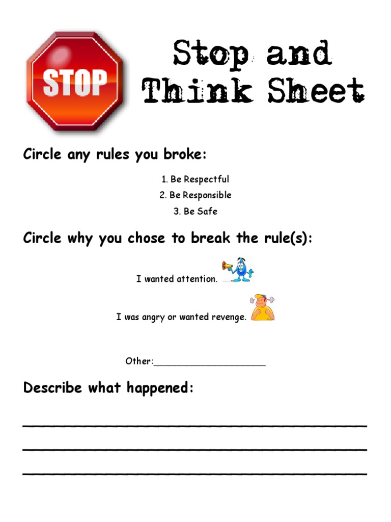 Stopandthinksheet | PDF