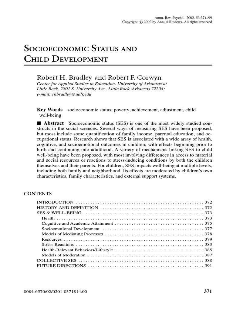 Socioeconomic Status and Child Development | PDF | Socioeconomic Status ...