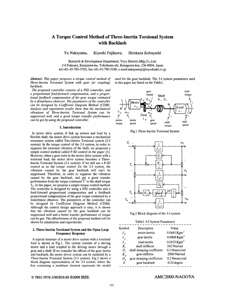 A Torque Control Method of Three-Inertia Torsional System With ...