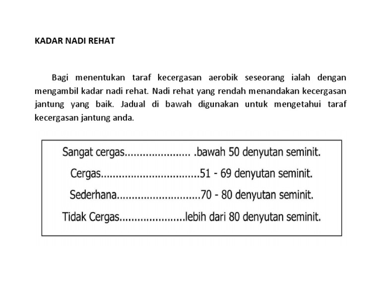 Kadar Nadi Rehat | PDF