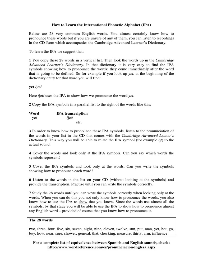 Learning the IPA for English Pronunciation | PDF