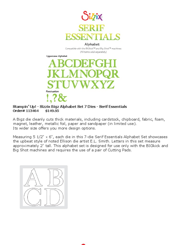 Sizzix Alphabet Die Sets Overview | PDF | Letter Case | Graphic Design
