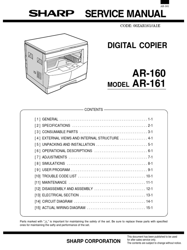 Sharp Ar 160 & 161ar-161 Service Manual | PDF | Image Scanner ...