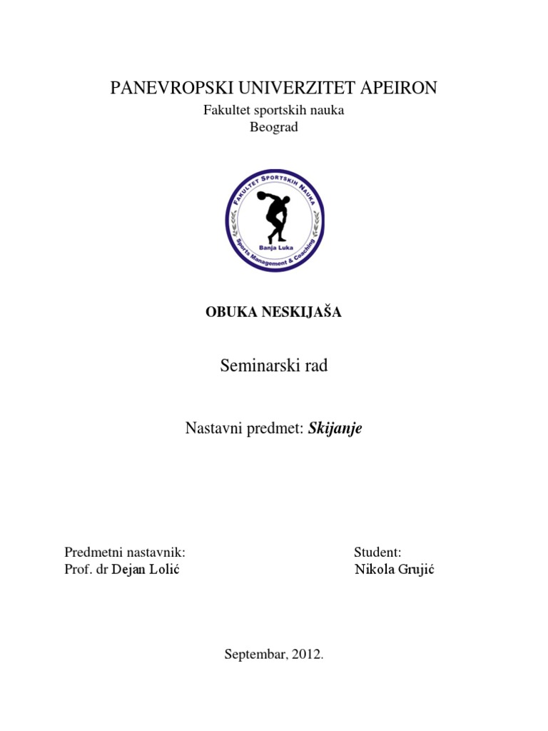 Skijanje,Seminarski Rad