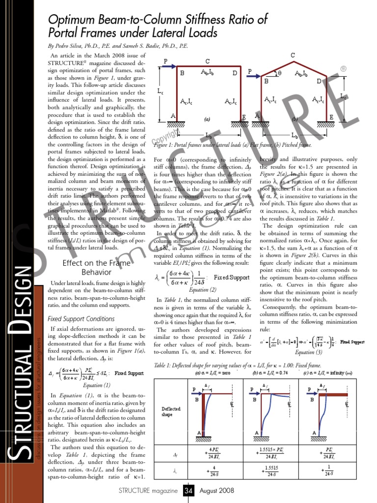Calculation of Portal Frame Deflection | PDF | Mathematical Optimization | Column