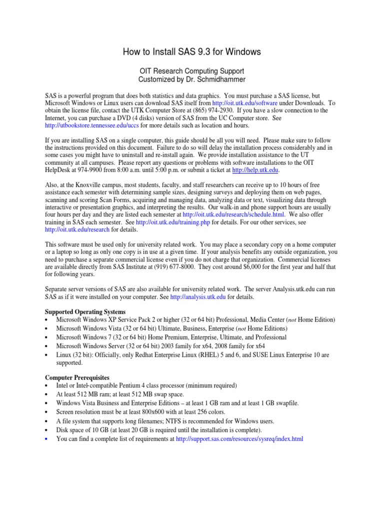 How To Install SAS 9.3 For Windows: OIT Research Computing Support Customized by Dr ...