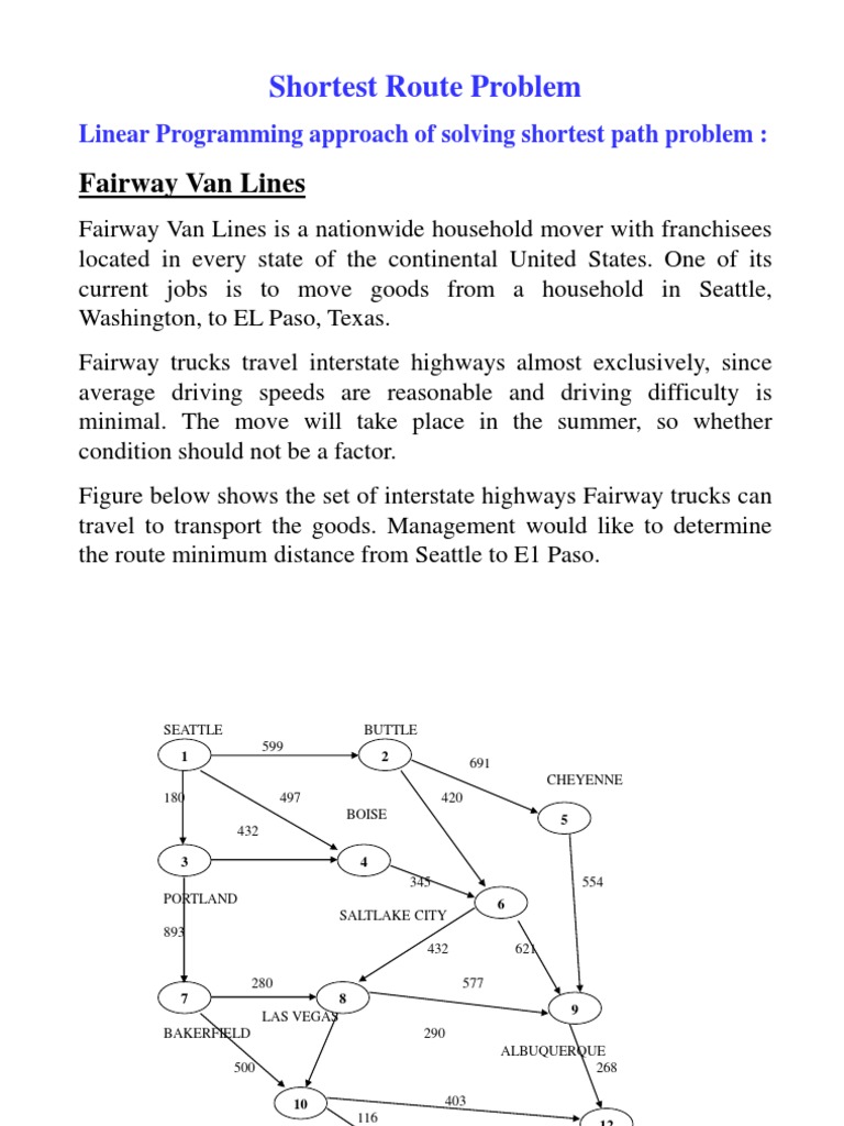 Shortest Route Problem | PDF | Seattle | Mathematical Problem Solving