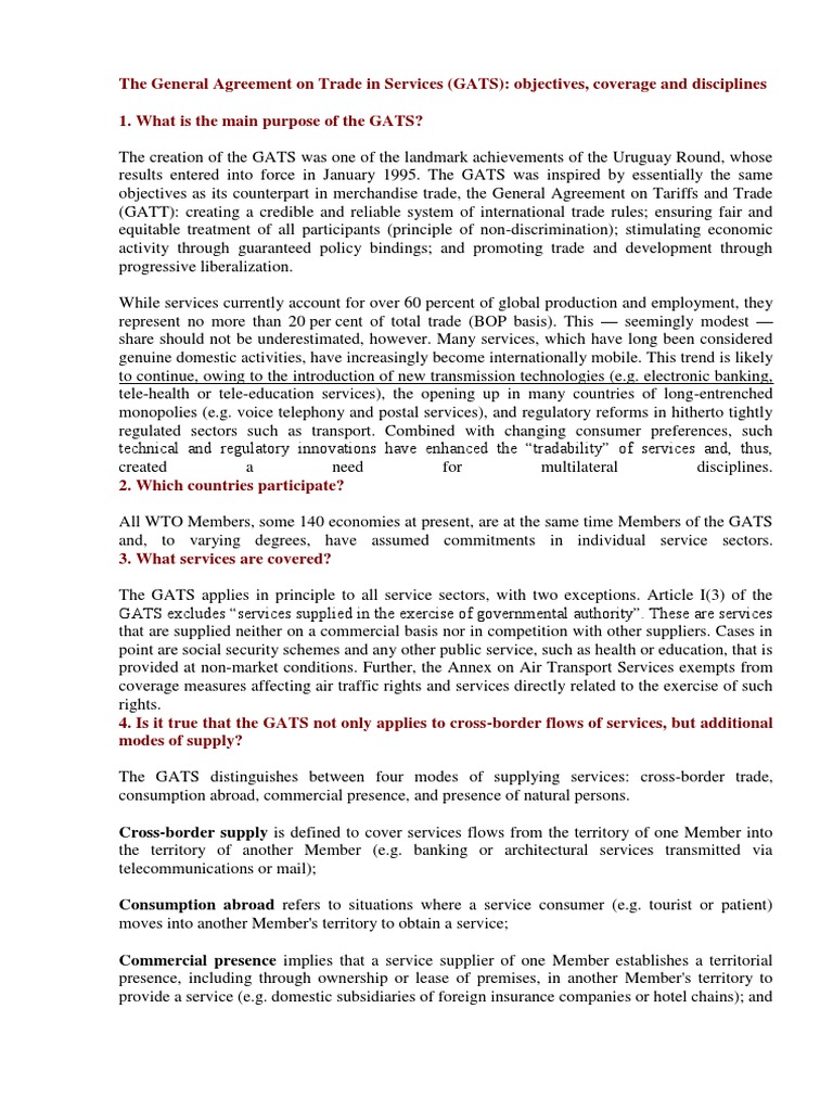 Gats | PDF | General Agreement On Trade In Services | World Trade ...