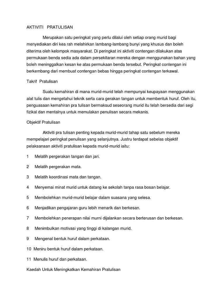 Aktiviti Pratulisan untuk Prasekolah | PDF