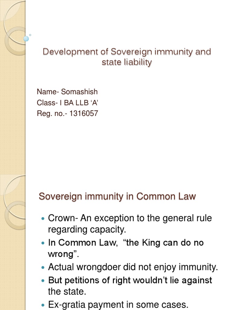 Development of Sovereign Immunity and State Liability | PDF | Sovereign ...