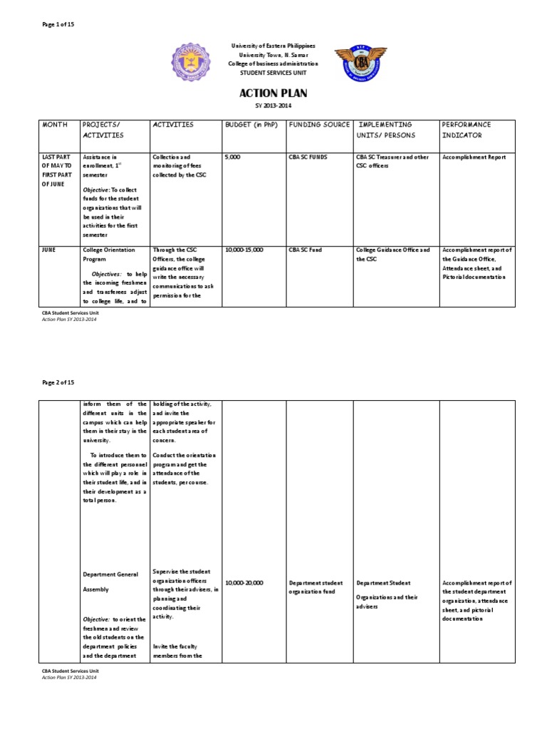 Action Plan (2013-2014) | PDF | Students | College