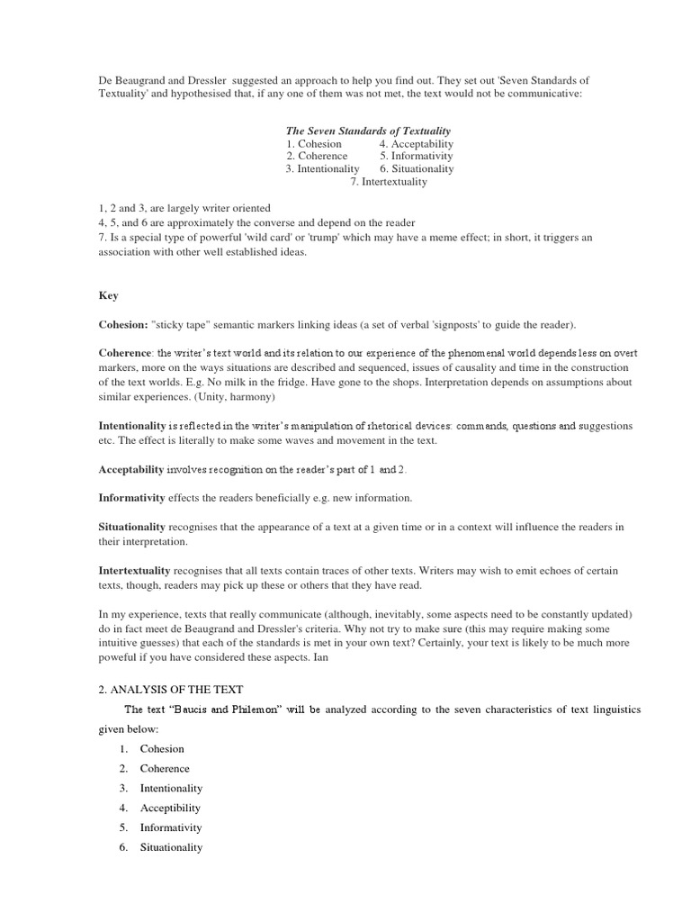 Seven Standards of Textuality | PDF | Intertextuality | Conceptual Model