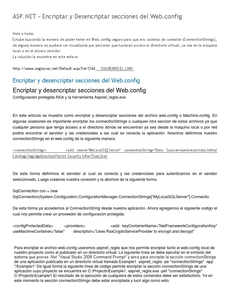 Encriptar y Desencriptar Secciones Del Web - Config | PDF | Software del sistema | Software