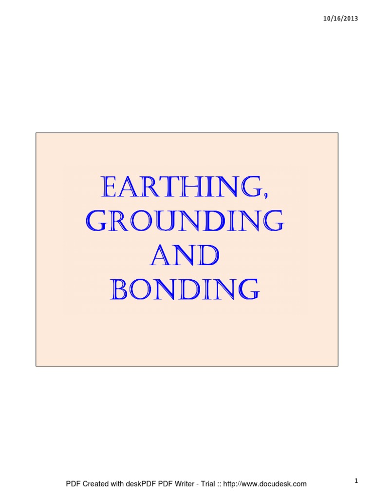 Earthing, Grounding and Bonding | PDF | Electric Power Distribution ...