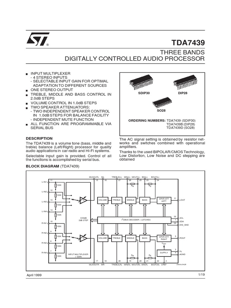 Hoja de Datos Del TDA 7439 | PDF | Transmission Control Protocol ...