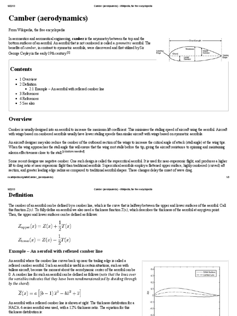 Camber (Aerodynamics) - Wikipedia, The Free Encyclopedia | PDF ...