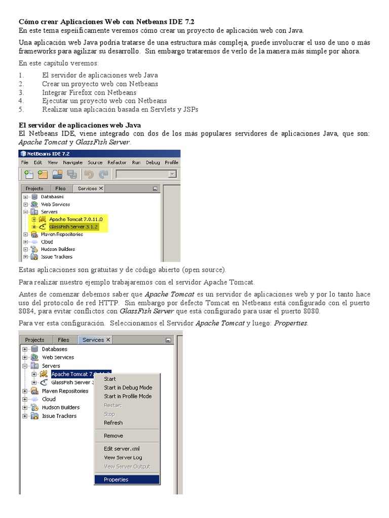 Cómo Crear Aplicaciones Web Con Netbeans IDE 7 | PDF | Java (lenguaje de programación ...