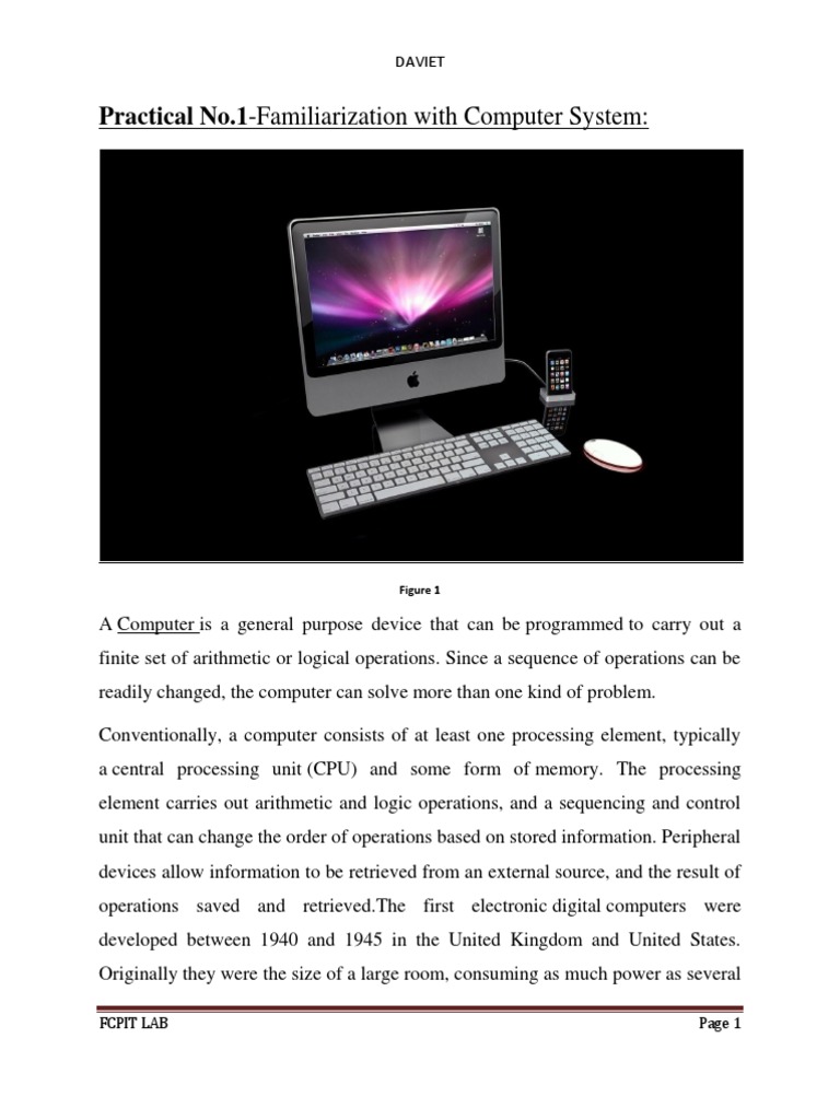 Familiarization of Computer) Fcpit Prac No. 1 PDF | PDF ...