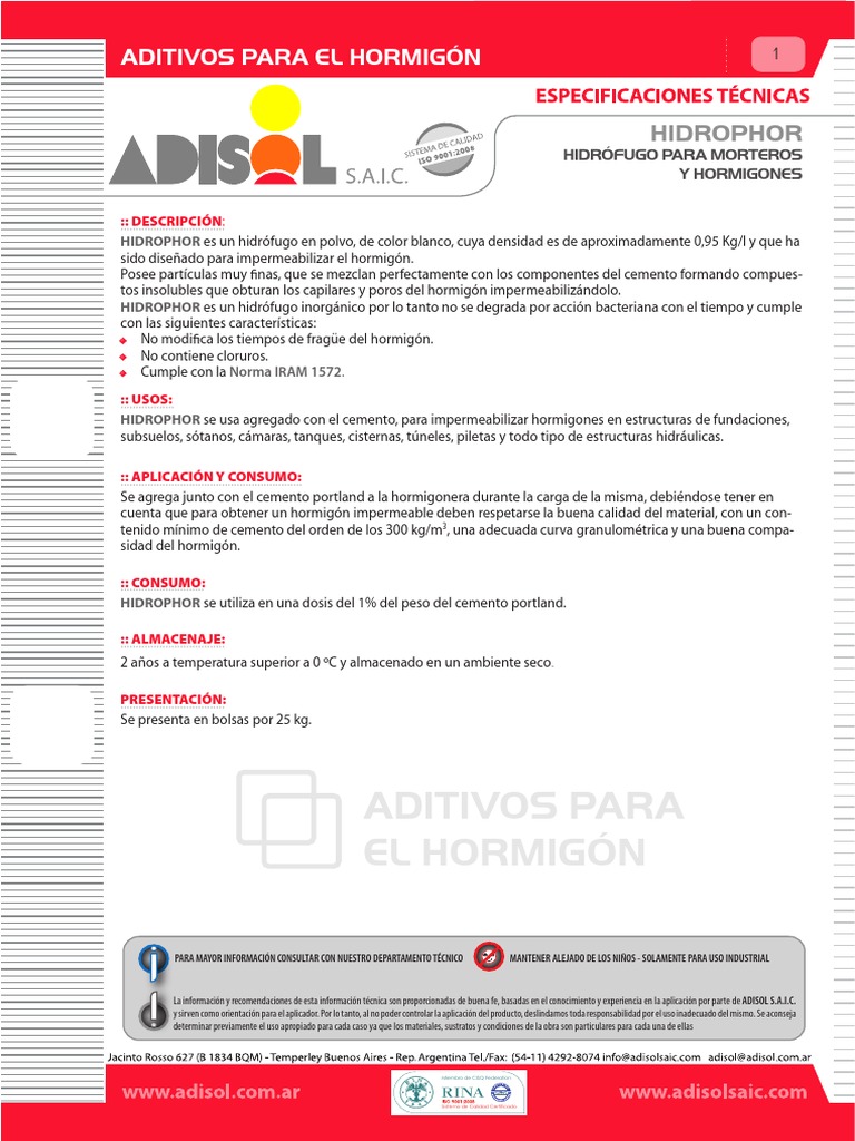 Adisol | PDF | Hormigón | Cemento