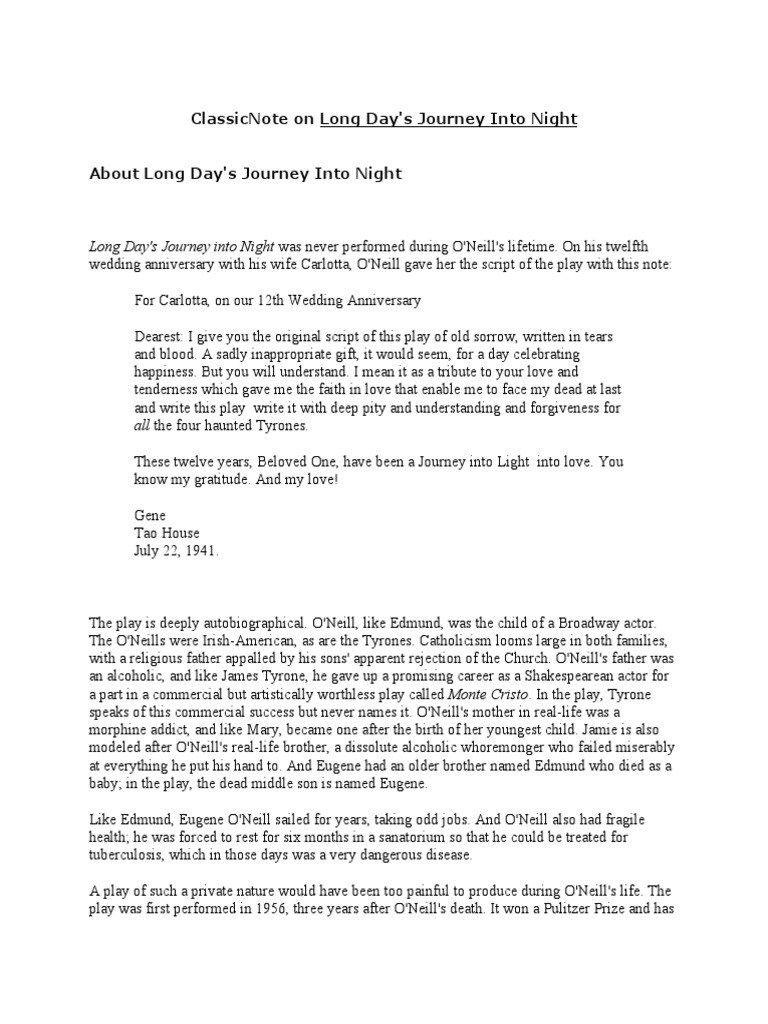 Long Day's Journey Into Night Overview | PDF | Mystery, Thriller ...