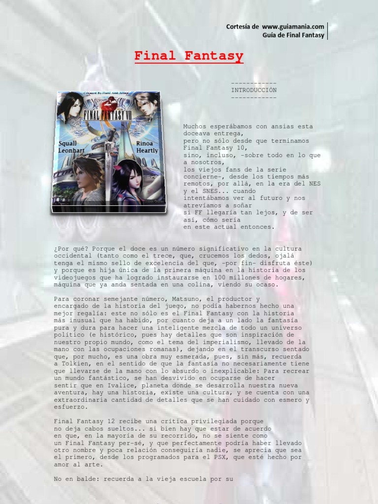 Final Fantasy 12 | PDF | Ocio