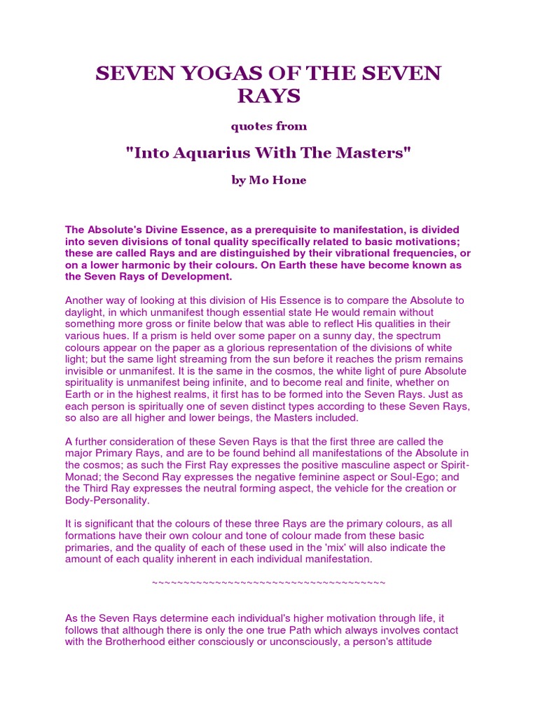 Seven Yogas of The Seven Rays | PDF | Yoga | Kundalini Yoga