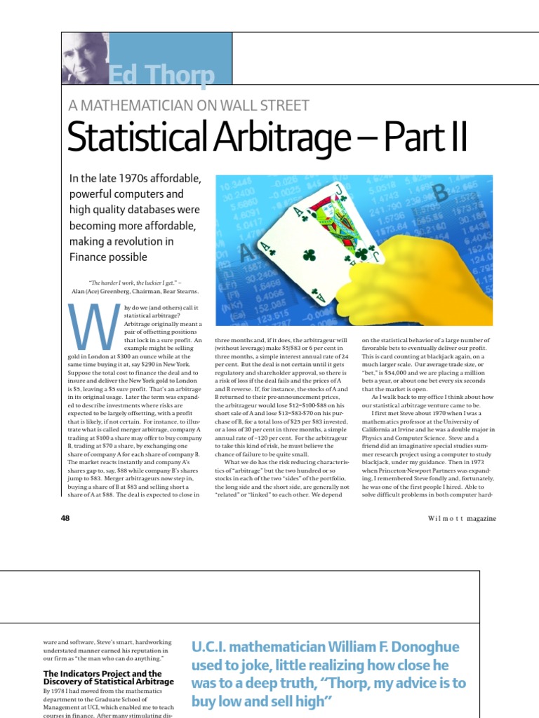 Ed Thorp Statistical Arbitrage Part2 | PDF