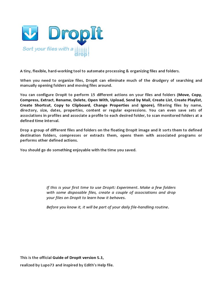 Guide For DROPIT | PDF | Command Line Interface | Computer File