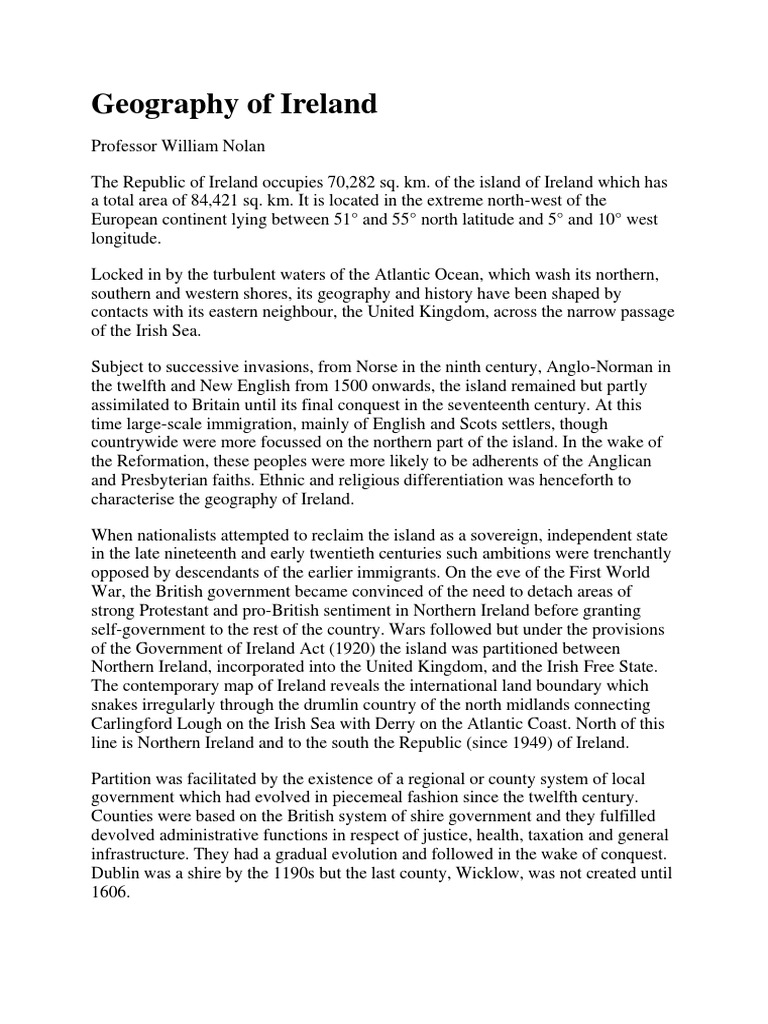 Geography of Ireland | PDF | Ireland | Republic Of Ireland