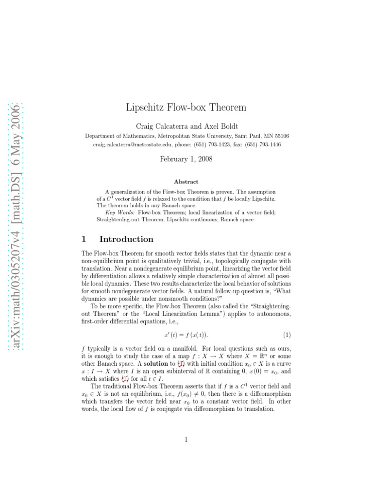 A Generalization of the Flow-Box Theorem for Lipschitz Vector Fields ...