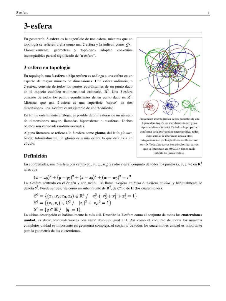Propiedades y Definición de la 3-Esfera | PDF | Geometría diferencial ...