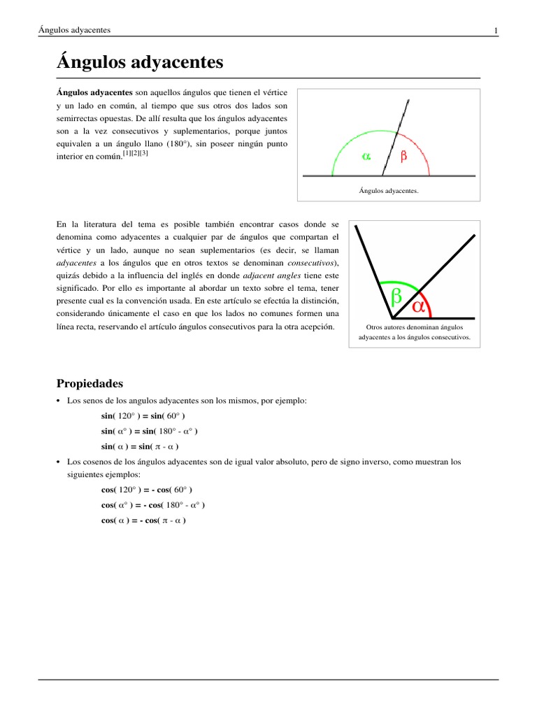 Definición de ángulos adyacentes | PDF | Línea (geometría) | Espacio