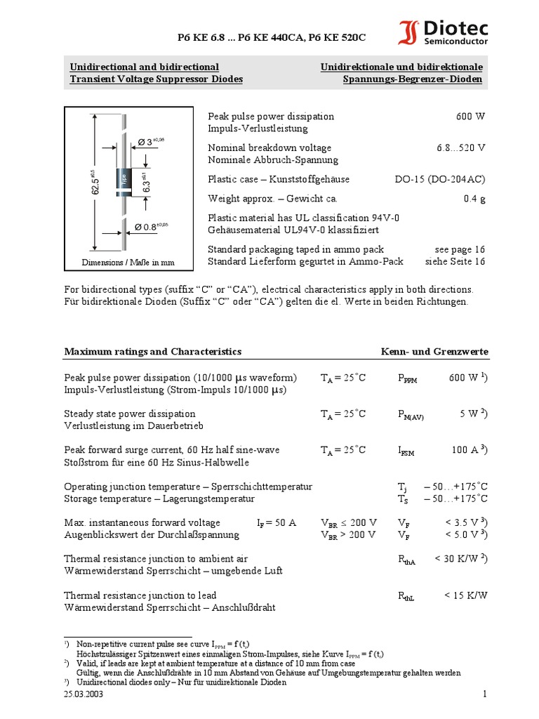 Datashet Diodo | PDF