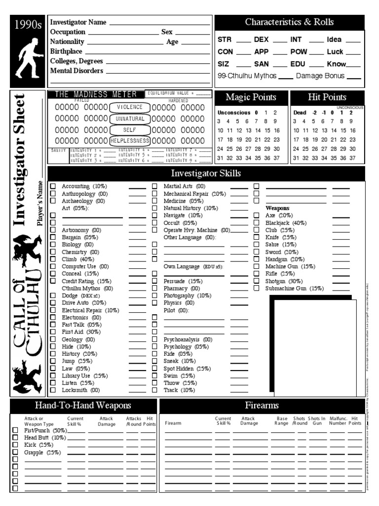 DG 1990s Nemesis Character Sheet | PDF