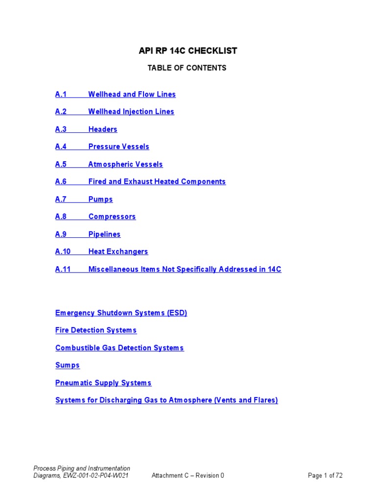 Check List API RP 14c | PDF | Pump | Boiler