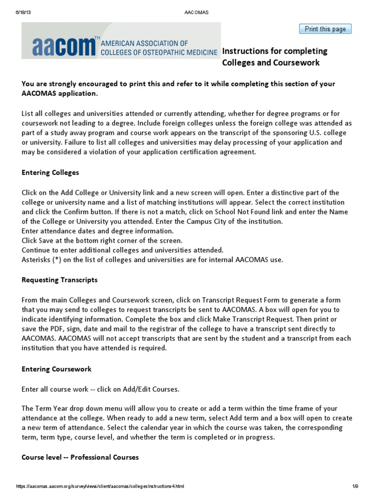 AACOMAS - Grading Scale | PDF | Academic Degree | Bachelor's Degree