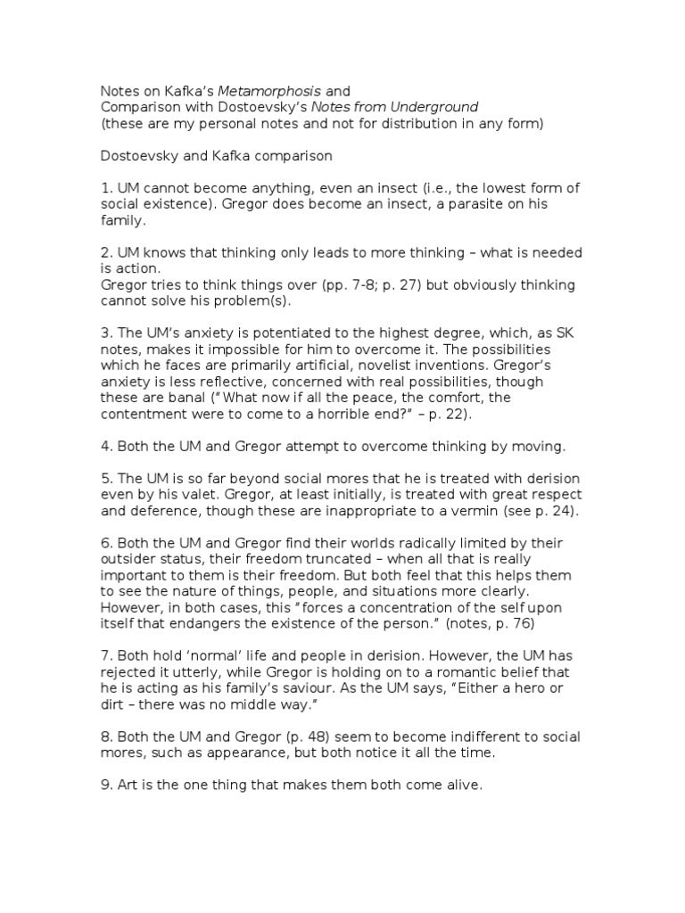 Dostoevsky and Kafka | PDF | The Metamorphosis