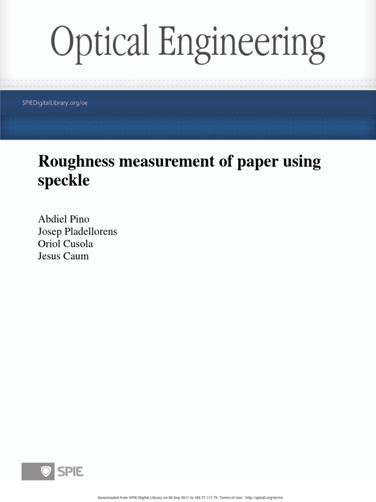 Optical Engineering - Roughness Measurement of Paper Using Speckle | PDF | Surface Roughness ...