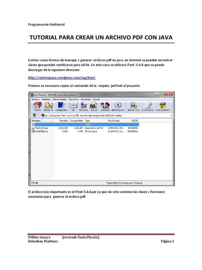 Tutorial para Crear Un Archivo PDF Con Java | PDF | Archivo de ...