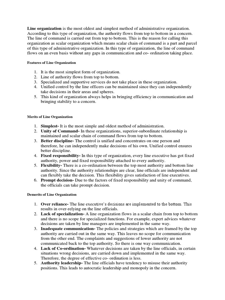 Line Organization Is The Most Oldest and Simplest Method of ...