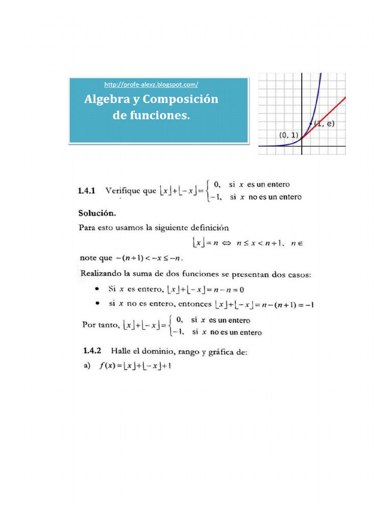 Algebra y Composicion de Funciones - Ejercicios Resueltos - Curso Calculo en Una Variable Blog ...