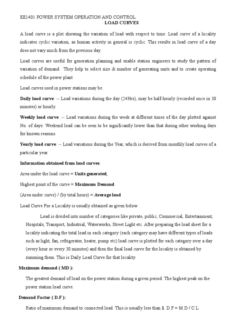 Load Curve | PDF | Power Station | Electric Power System