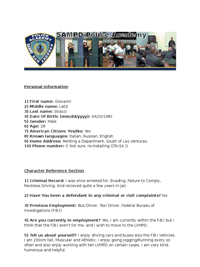 LVMPD Application Form | PDF | Federal Bureau Of Investigation ...