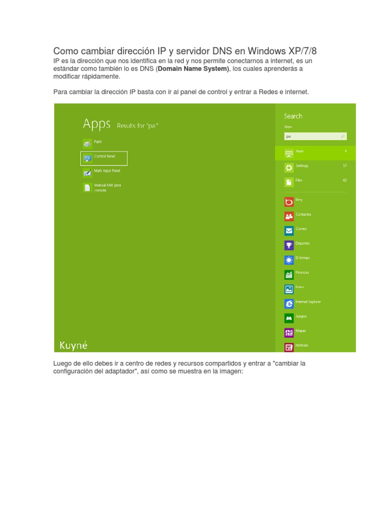 Como Cambiar Dirección IP y Servidor DNS en Windows XP | PDF | Informática