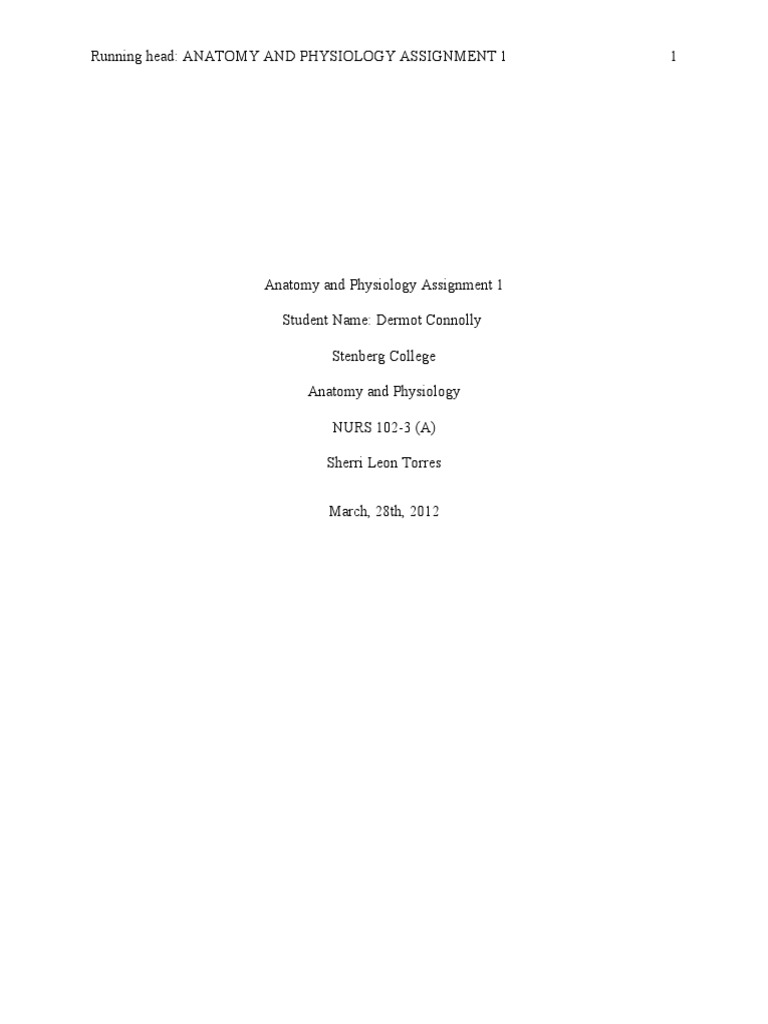 Anatomy and Physiology Assignment 1 | PDF | Cell Nucleus | Tissue (Biology)
