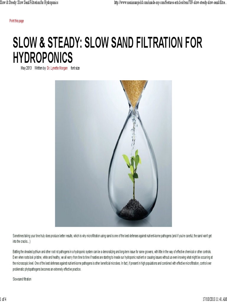 Slow & Steady - Slow Sand Filtration For Hydroponics | PDF | Filtration ...