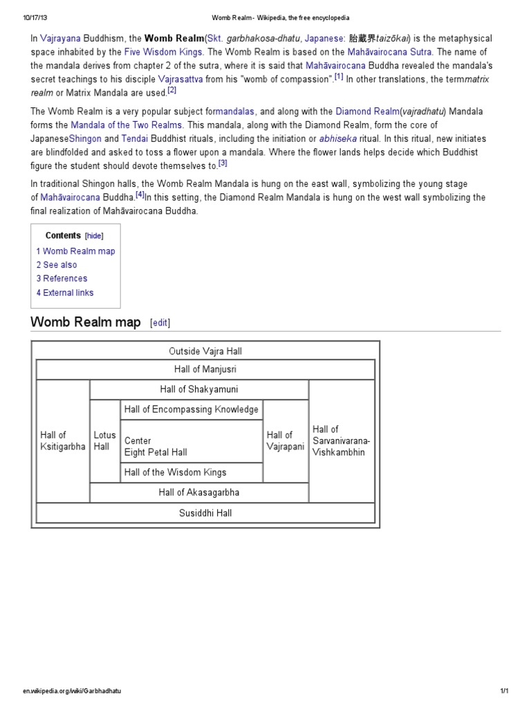 Womb Realm in Vajrayana Buddhism | PDF