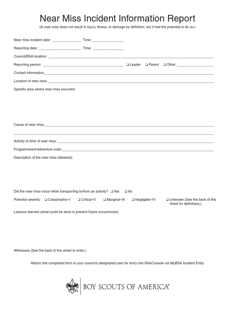 Near Miss Incident Report Form | PDF